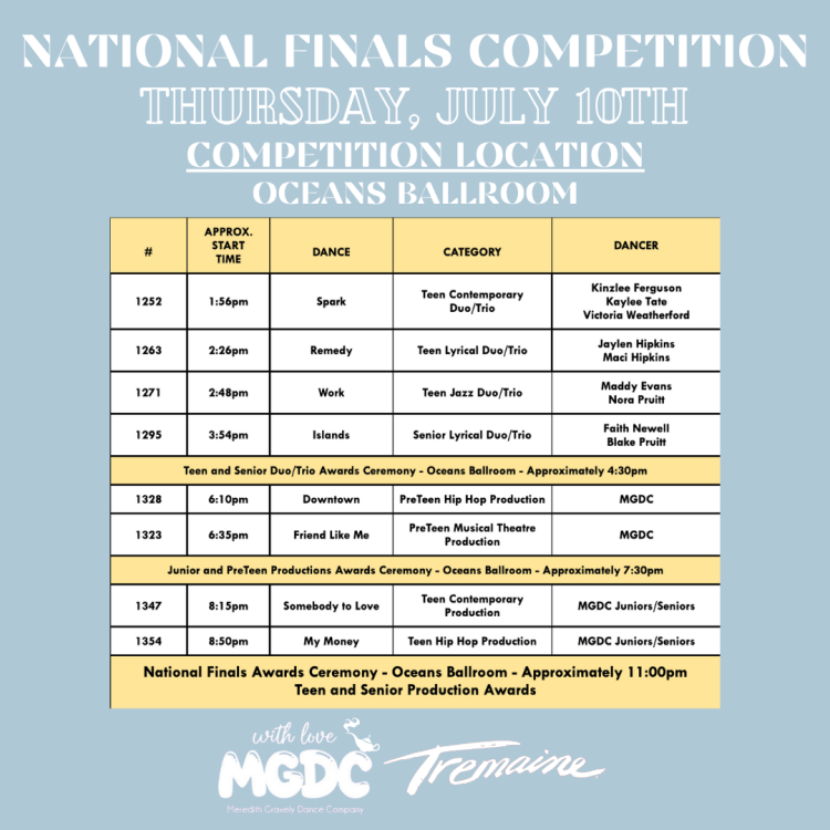 MGDC Nationals | Tremaine Dance | July 6th – 11th, 2025 – The Meredith ...